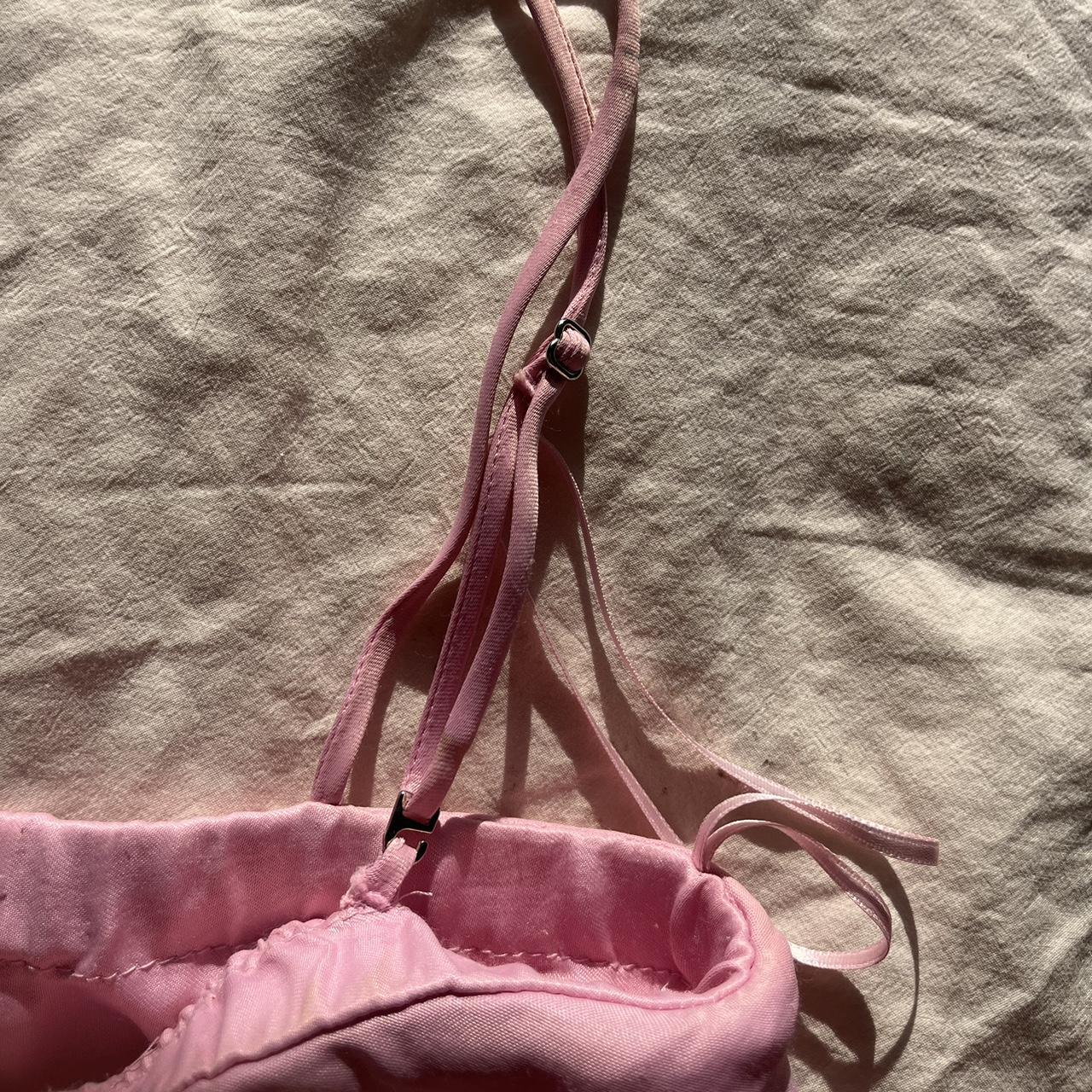 zara pink satin bandana top with removable/... - Depop