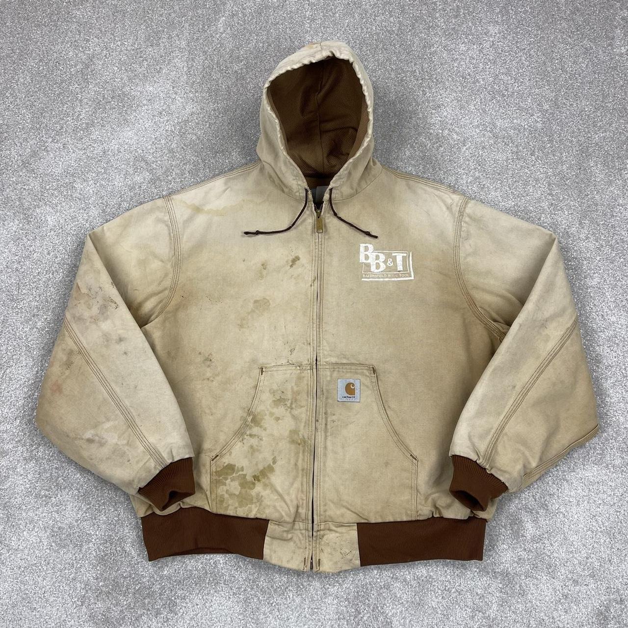 Carhartt Men's Tan and Cream Jacket | Depop