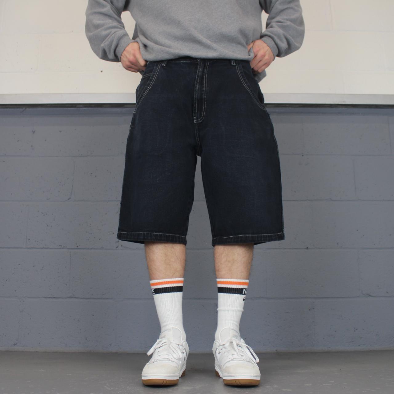 Baggy grunge jorts Loose Machine Jeans hip hop skate... - Depop