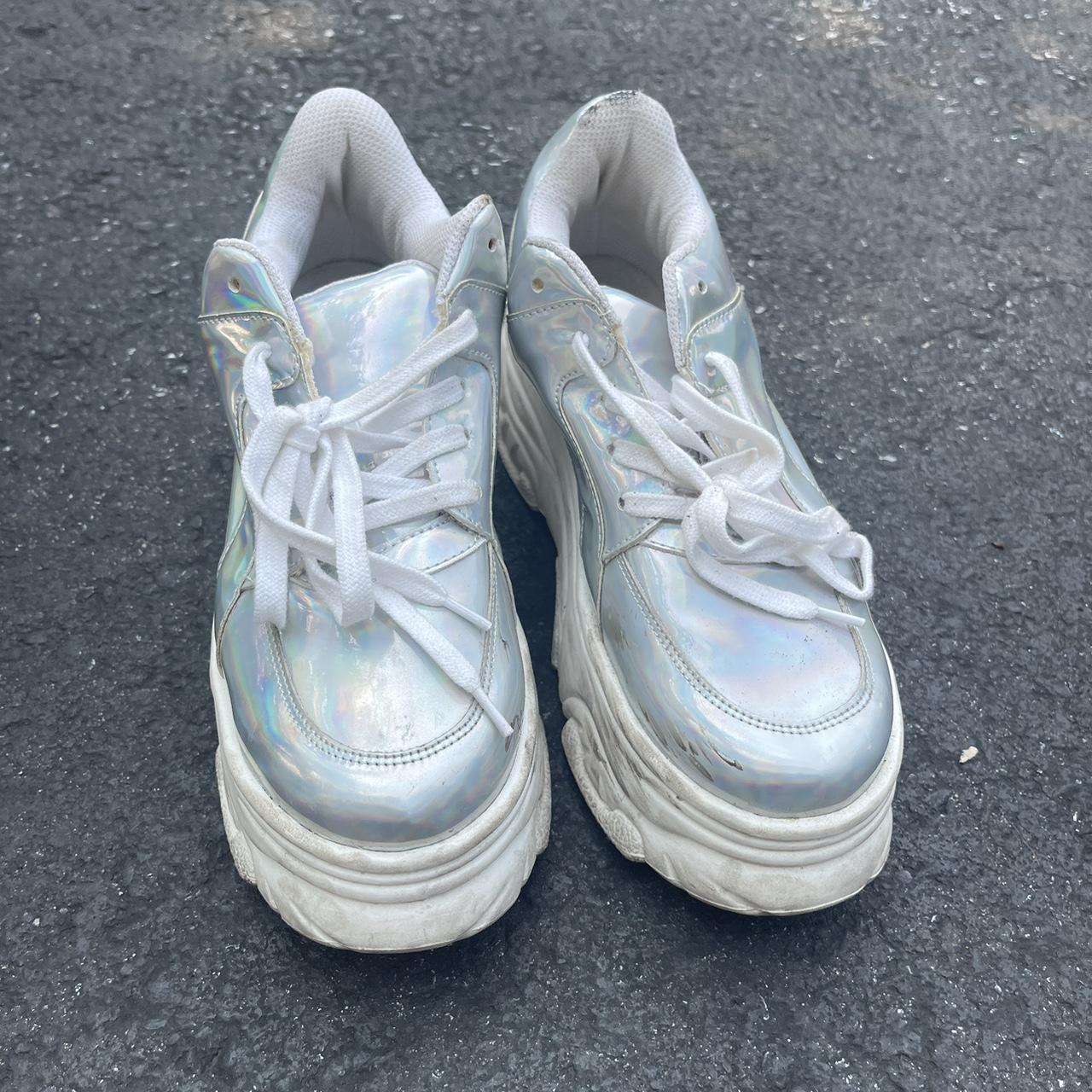 super cute platform holographic rave sneakers... - Depop