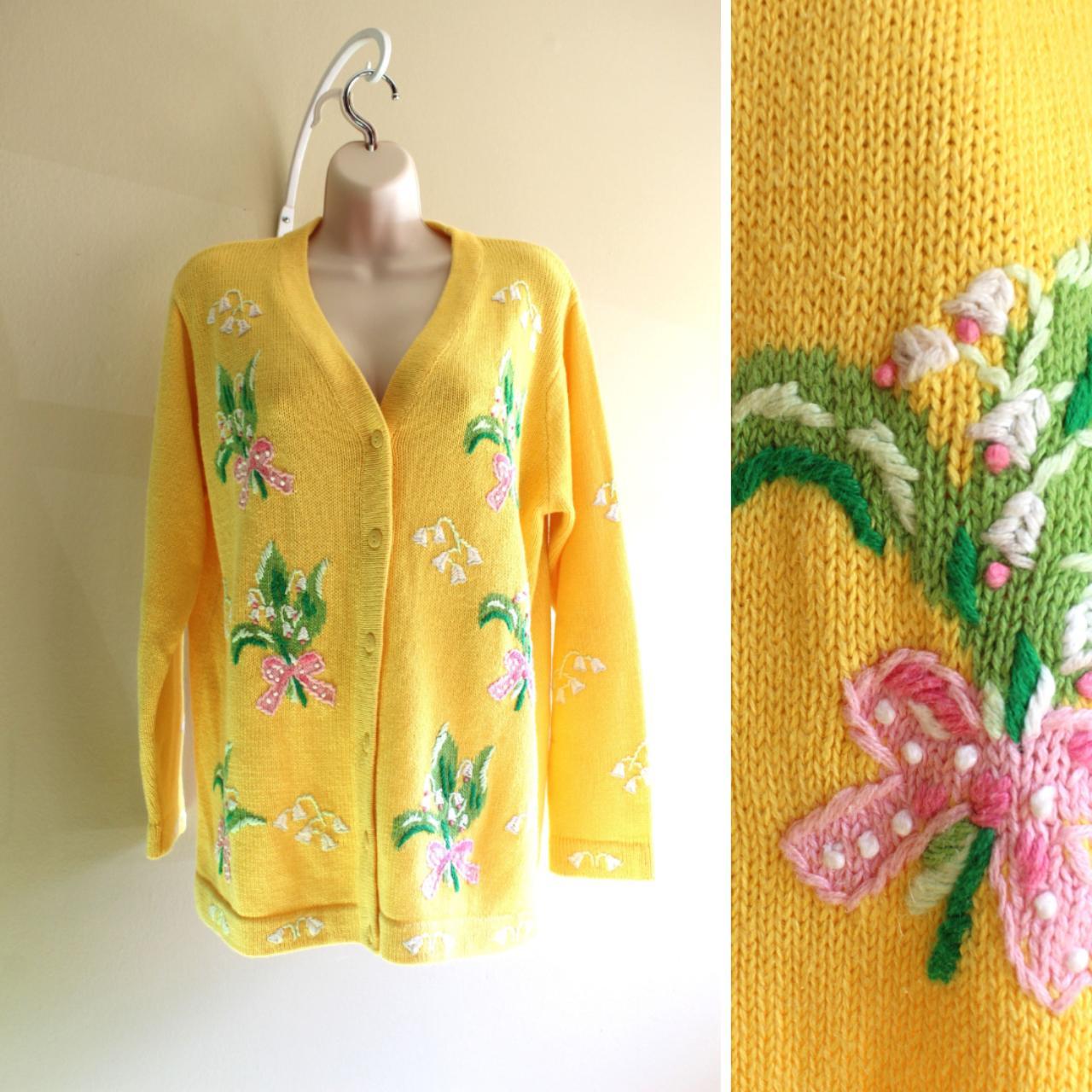 Adorable embellished novelty cardigan by Quacker... - Depop