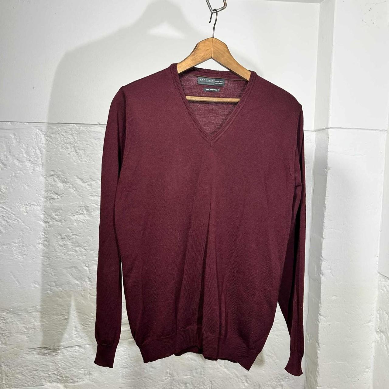 Zara man Basic collection • Fine wool, maroon... | Depop