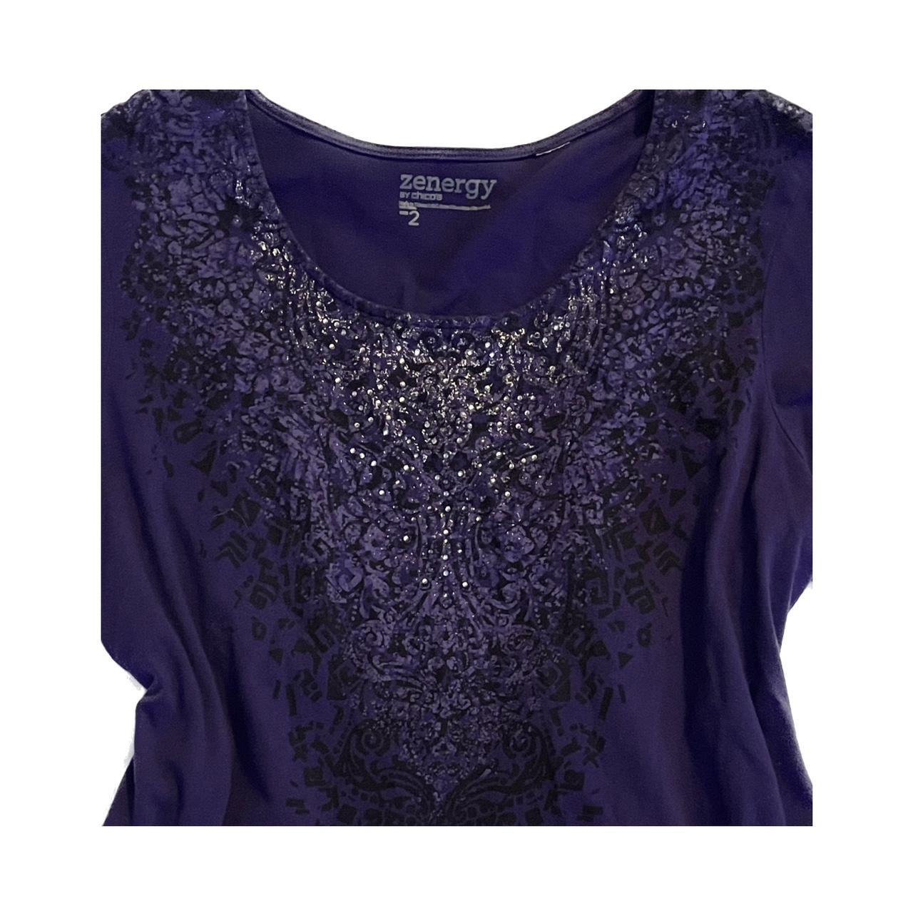 y2k rhinestone top size 2- fits like a m/l brand is... - Depop