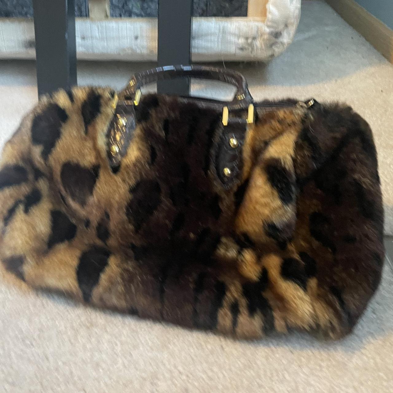 leopard print fur bag - Depop