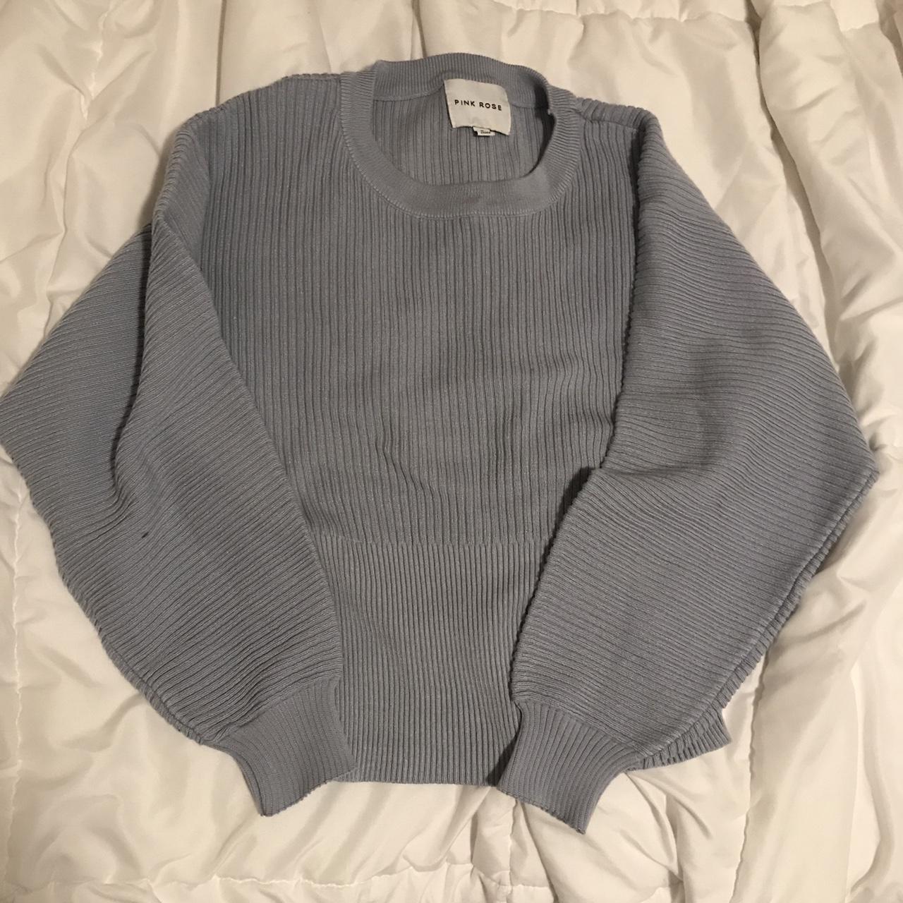 light blue knit sweater the prettiest blue color... - Depop
