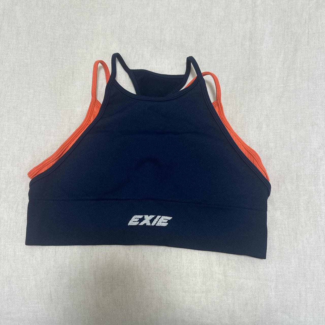Exie - crop top, navy & orange, size S, worn a few... - Depop