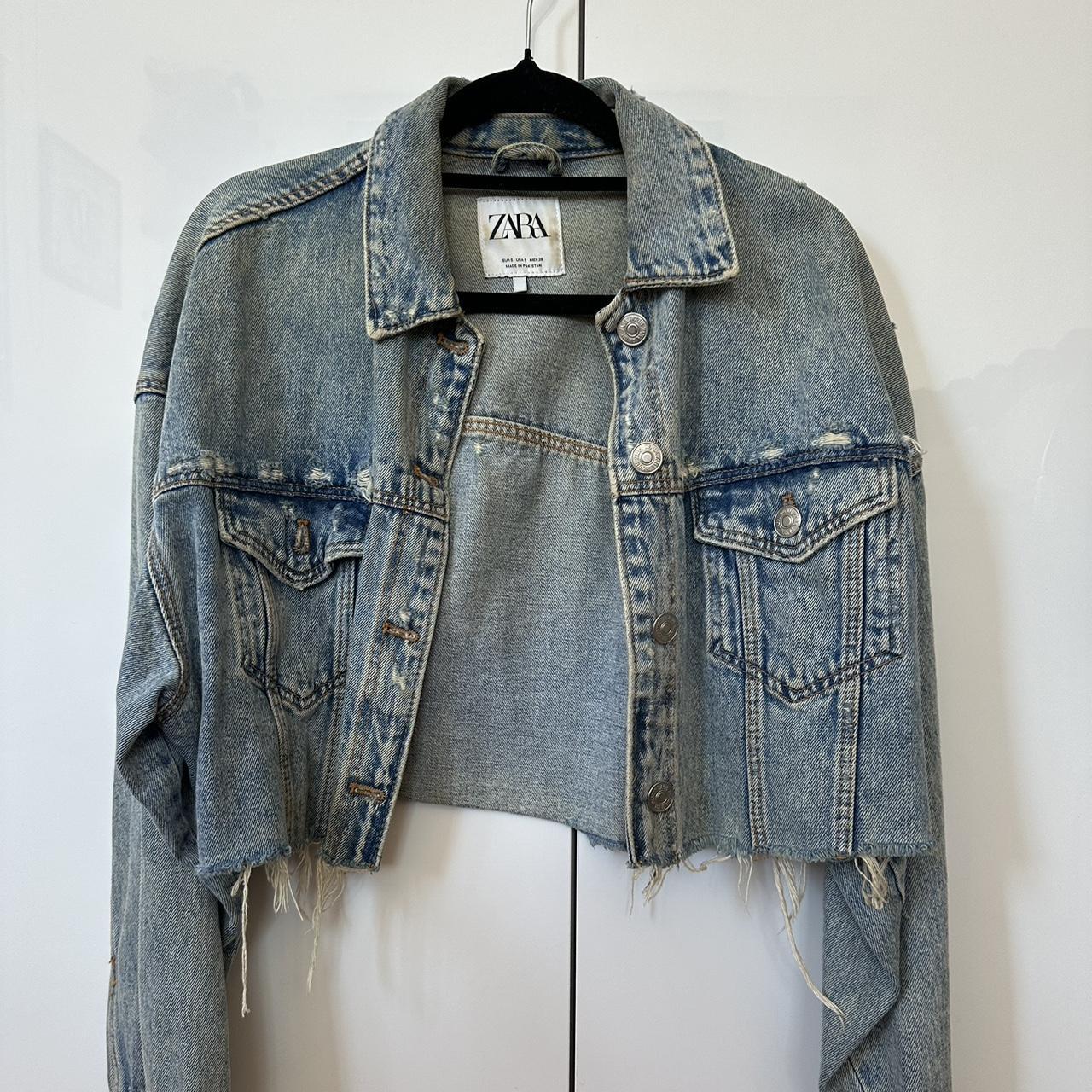 Zara cropped denim jacket Size S - Depop