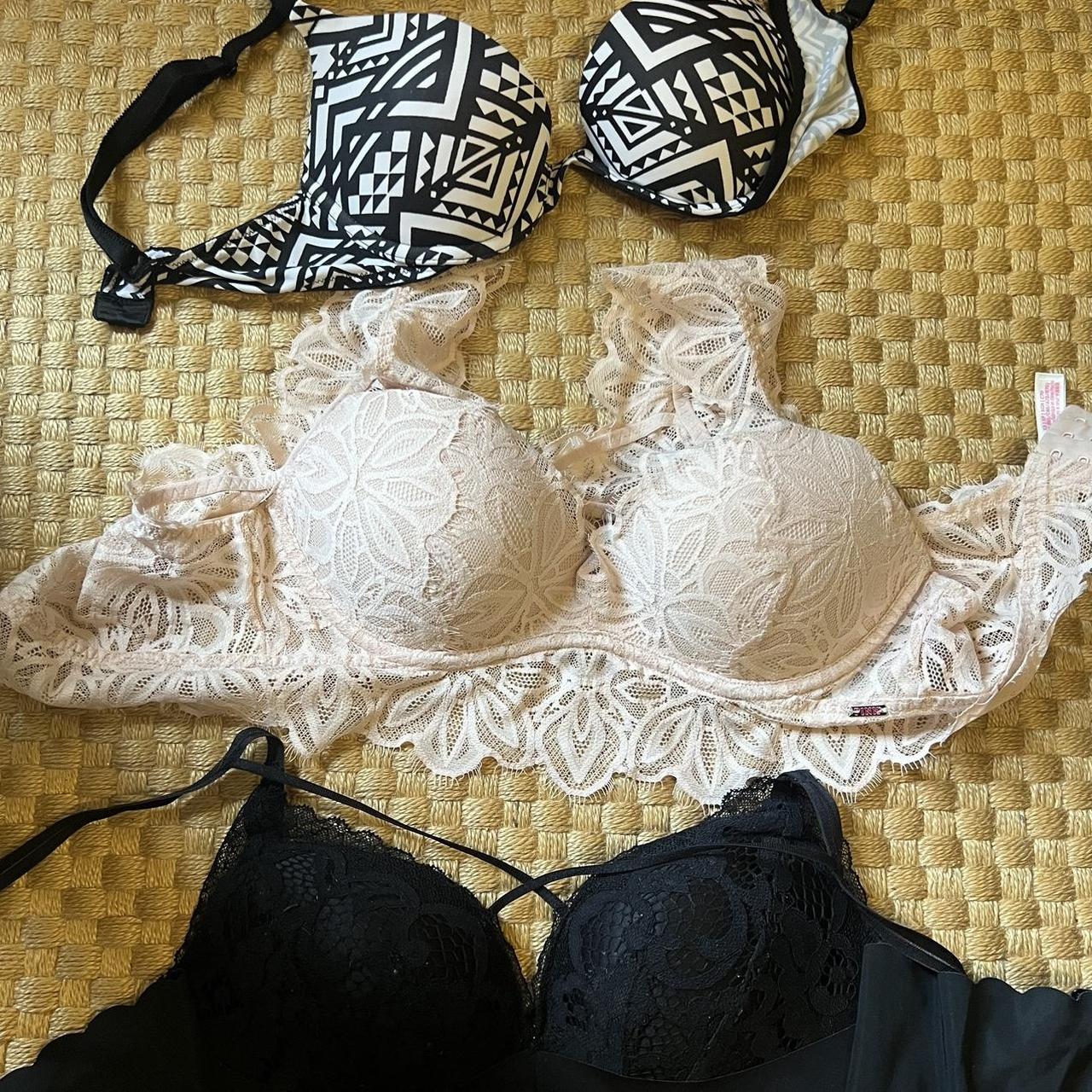Lace Bras Top is 32b, middle and bottom are XS,... - Depop