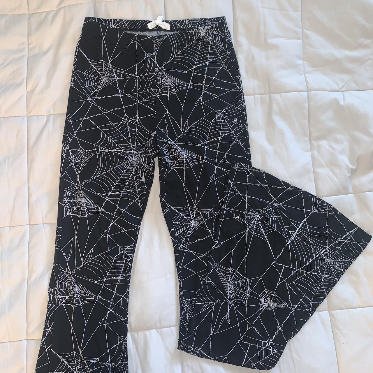 Spiderweb flare pants, like new, I’ve worn them... - Depop