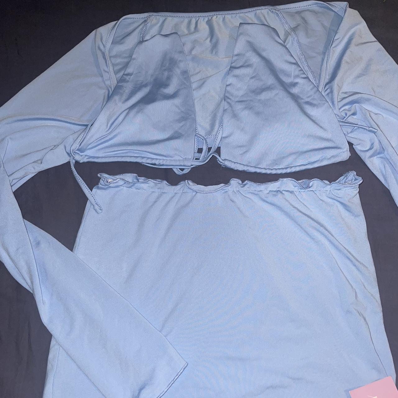 Baby blue 3 piece set (skirt bralet and top) Never... - Depop