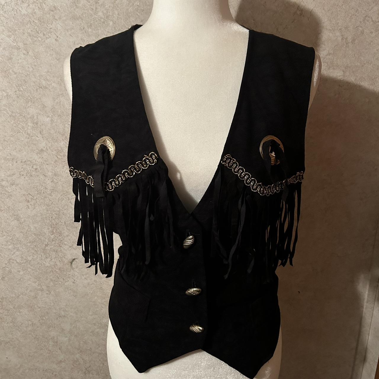 Vintage 80’s Western fringe vest, with concho... - Depop