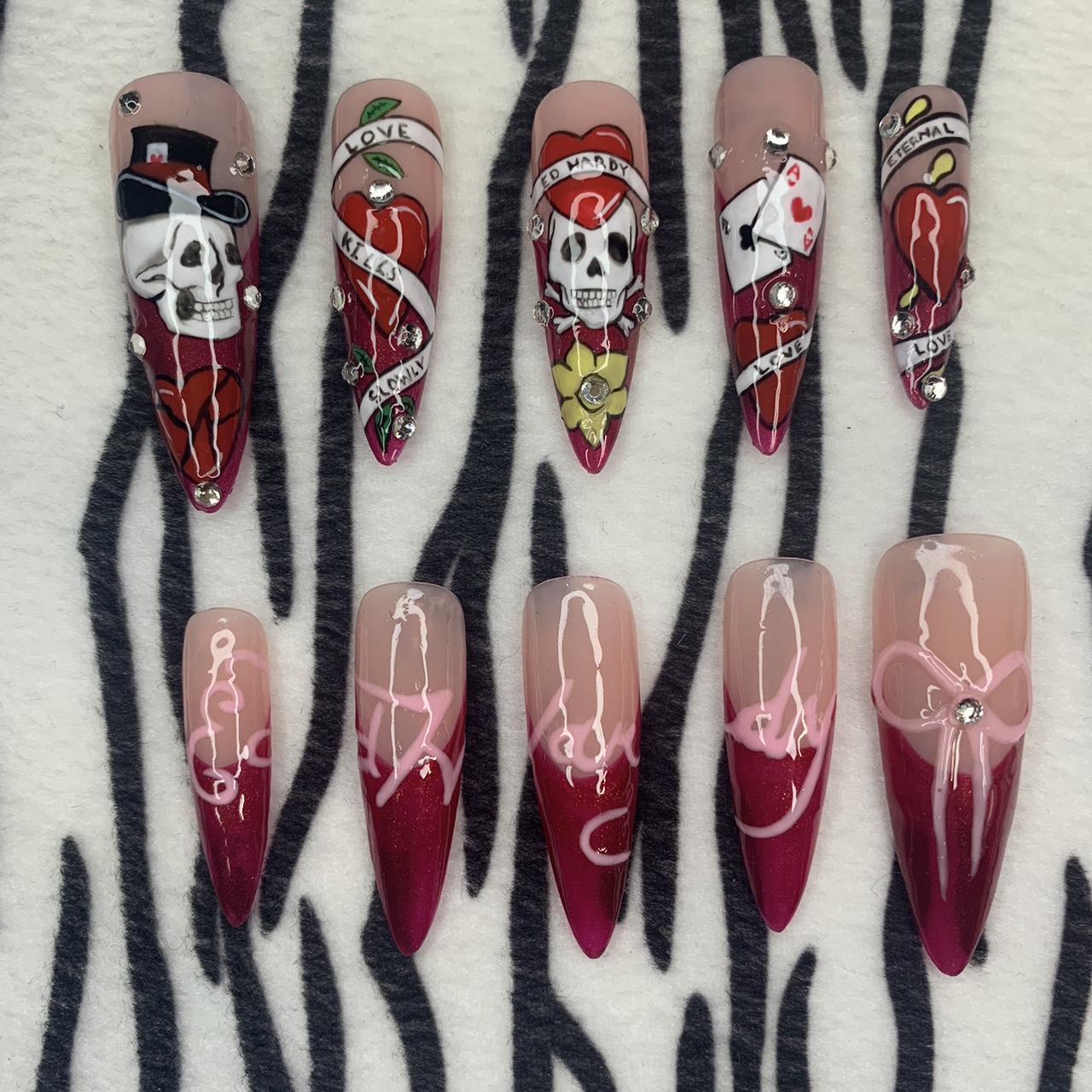 ED HARDY 2000s NAILS ★⋆. ࿐࿔ - large length - almond... - Depop
