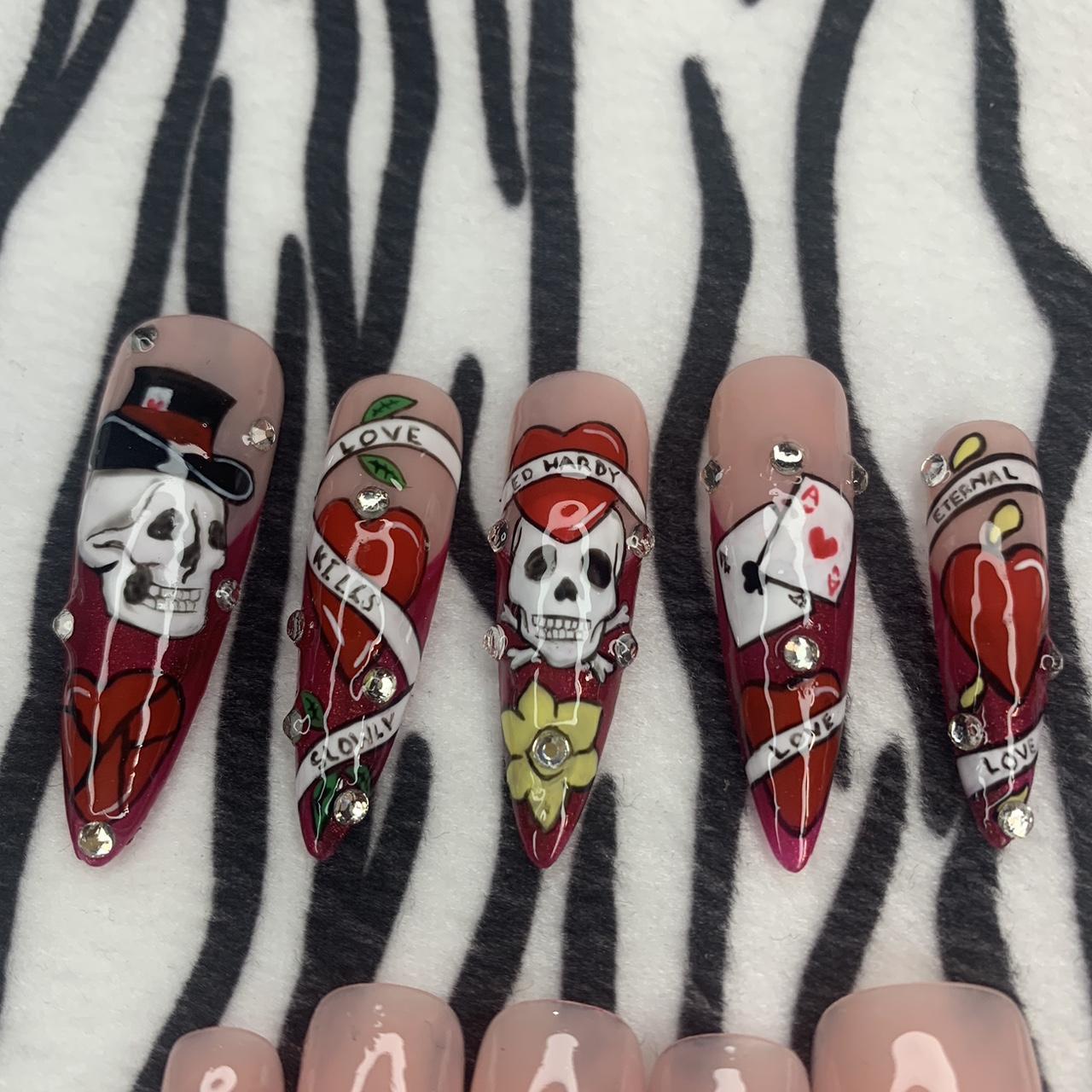 ED HARDY 2000s NAILS ★⋆. ࿐࿔ - large length - almond... - Depop