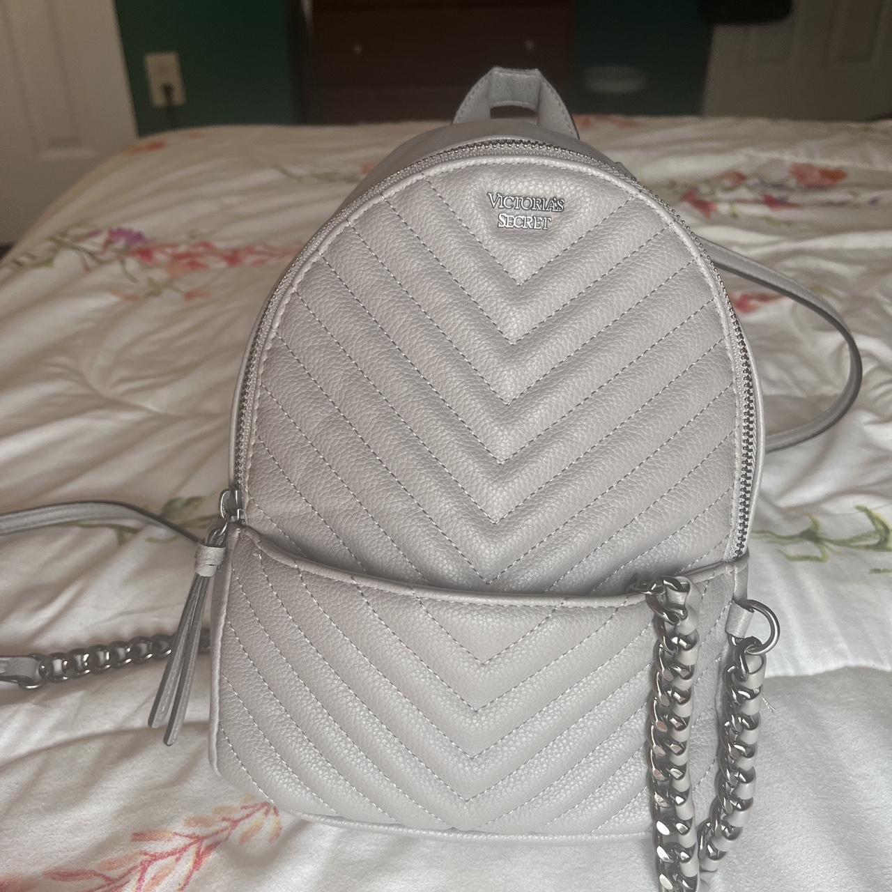 small gray victoria secret backpack in good shape... - Depop