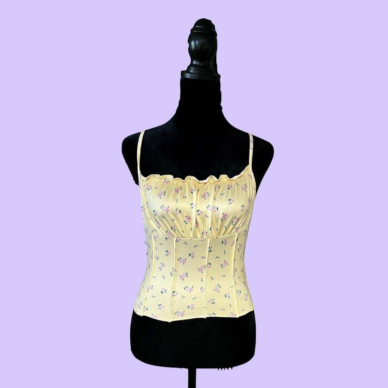 Shein cottage-core bustier croptop pretty tight, as... - Depop