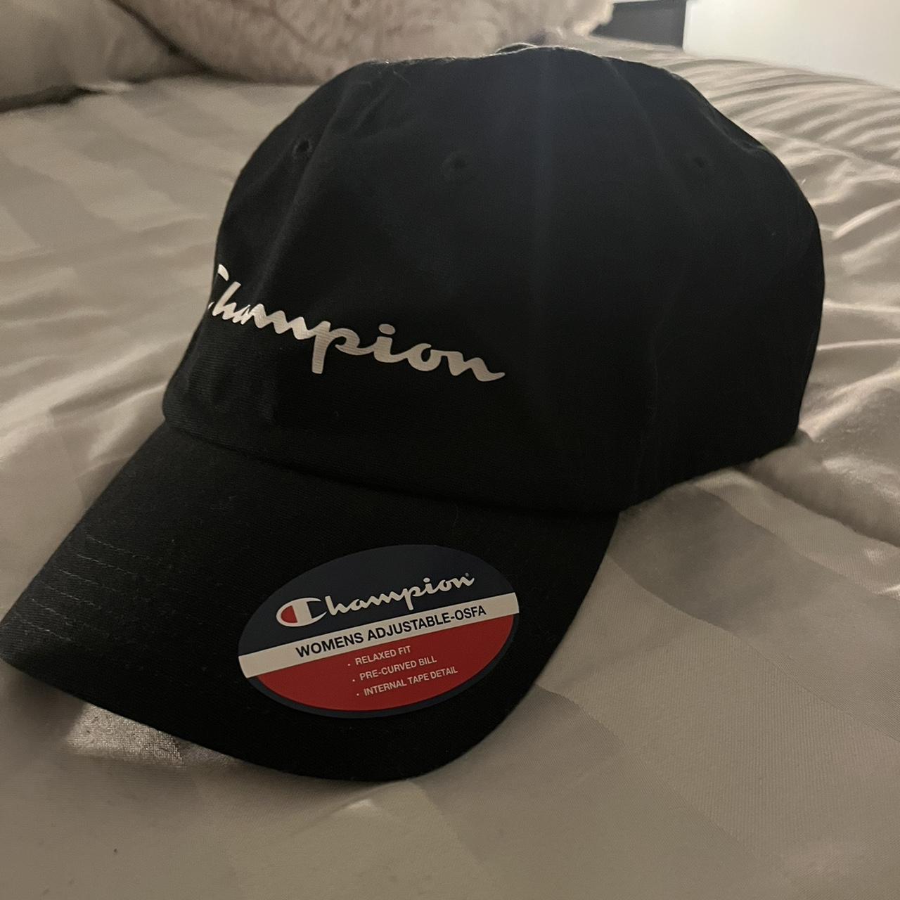 Champion Women's Black and White Hat | Depop