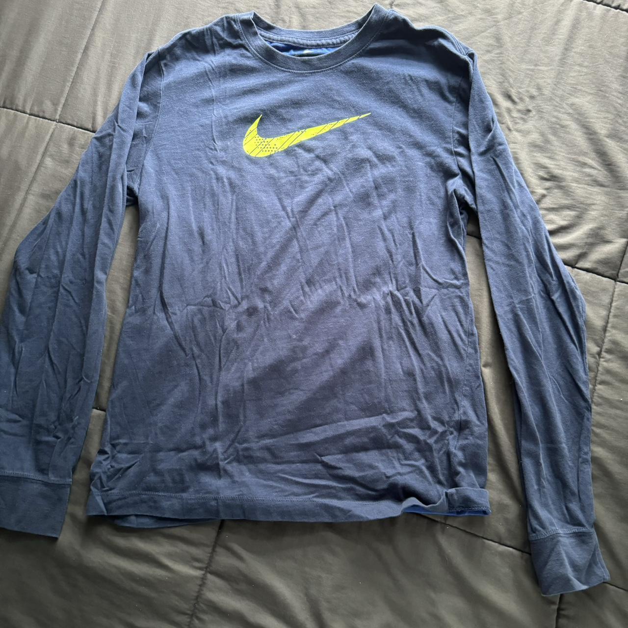 Navy Blue Nike Dri-Fit Long Sleeve, size S - Depop