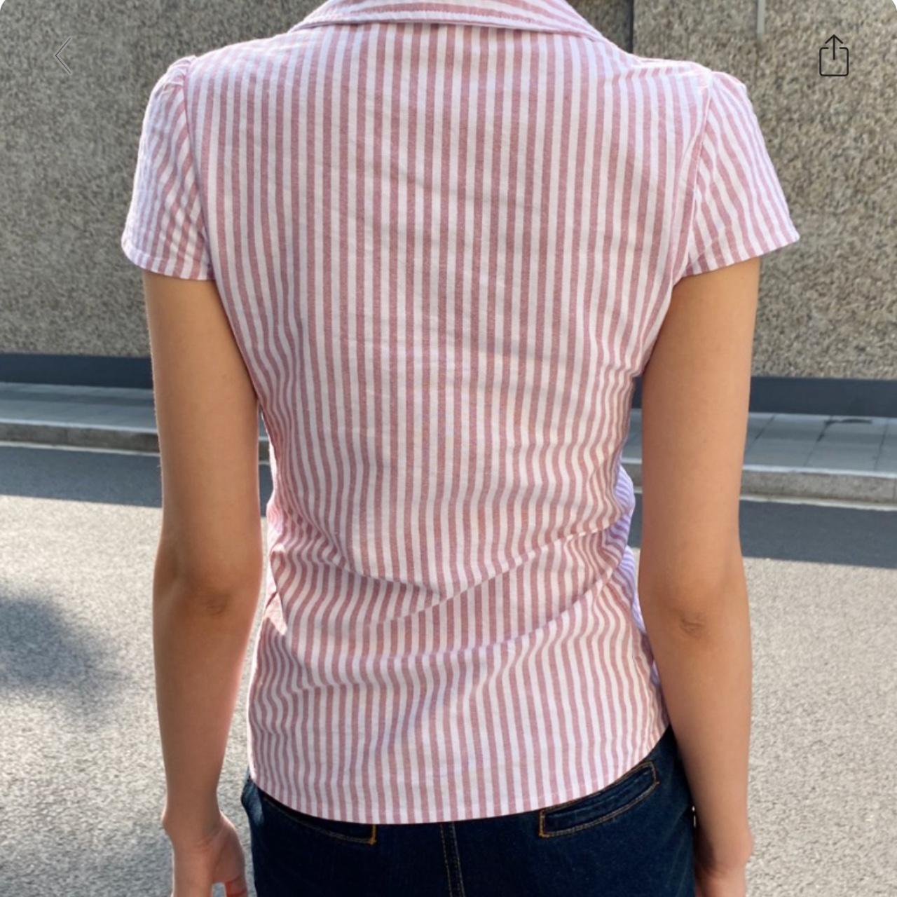 Brandy Melville rue striped top - pink / purple... - Depop