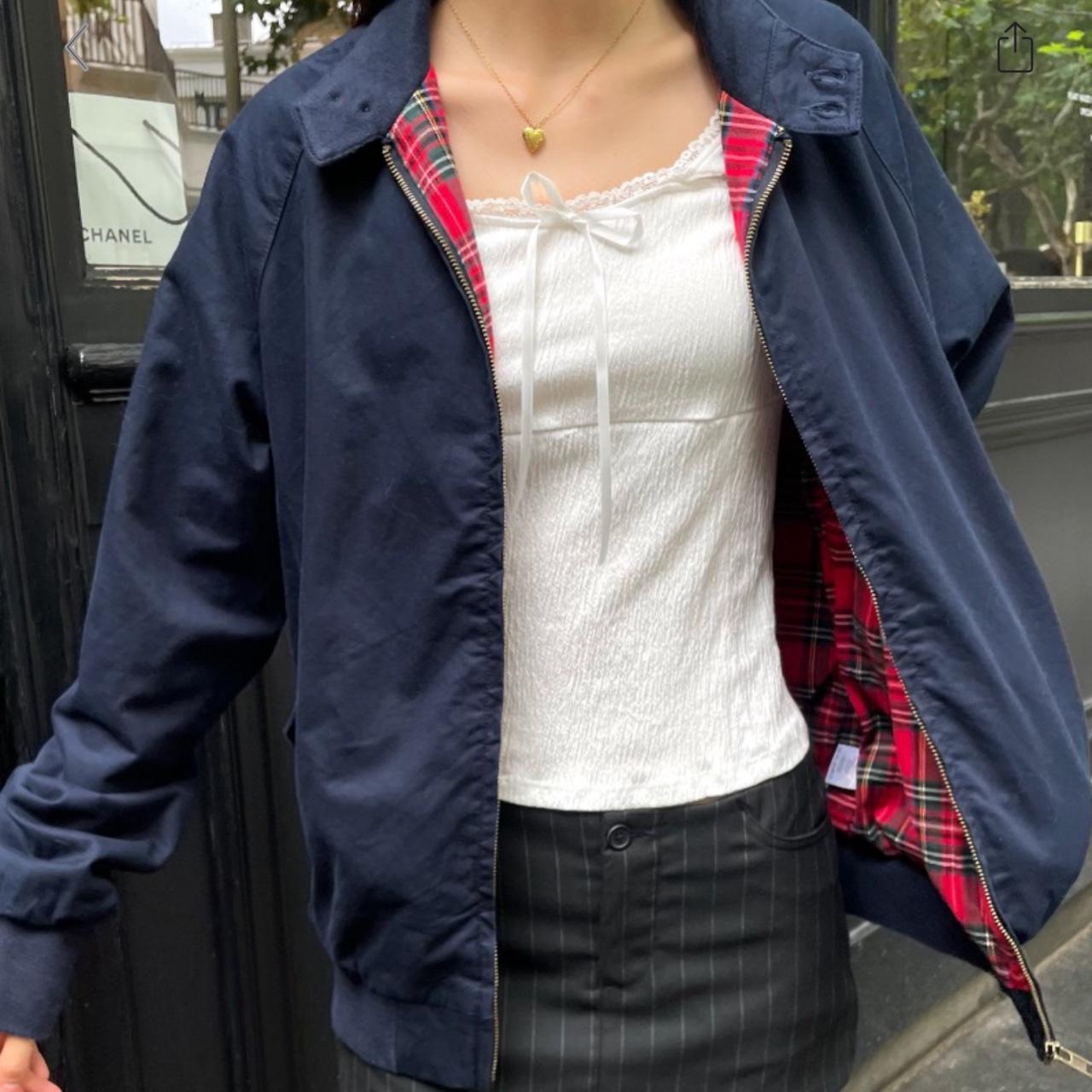 Brandy Melville faith reversible jacket - navy blue... - Depop