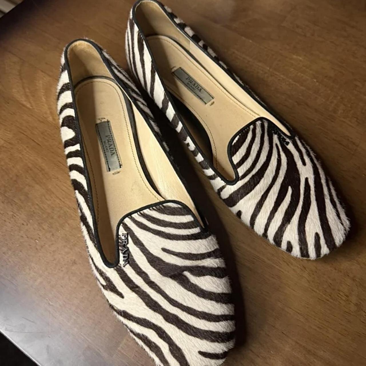 zebra prada loafers #prada #vintage #y2k #y2kfashion - Depop