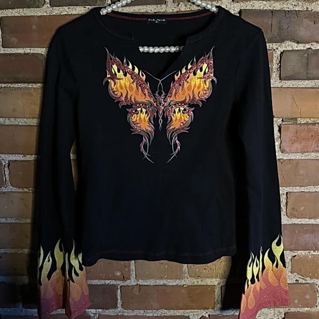 y2k butterfly long sleeve brand is fang #y2k... - Depop