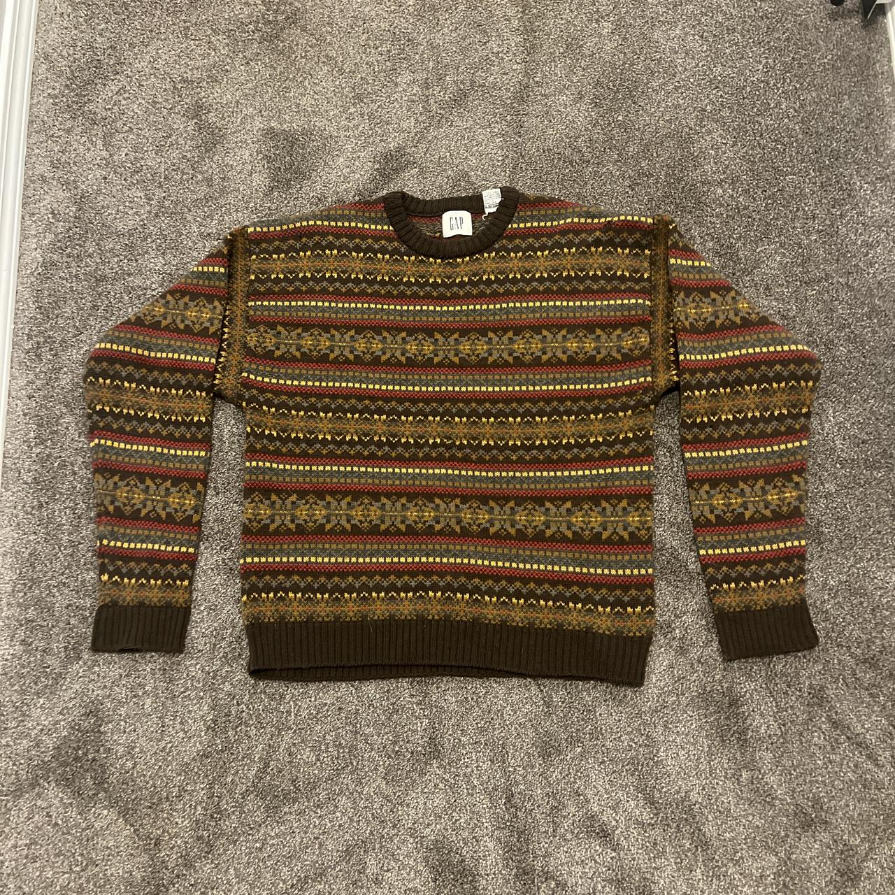 Gap vintage 90s multi-coloured sweater Size M so... | Depop