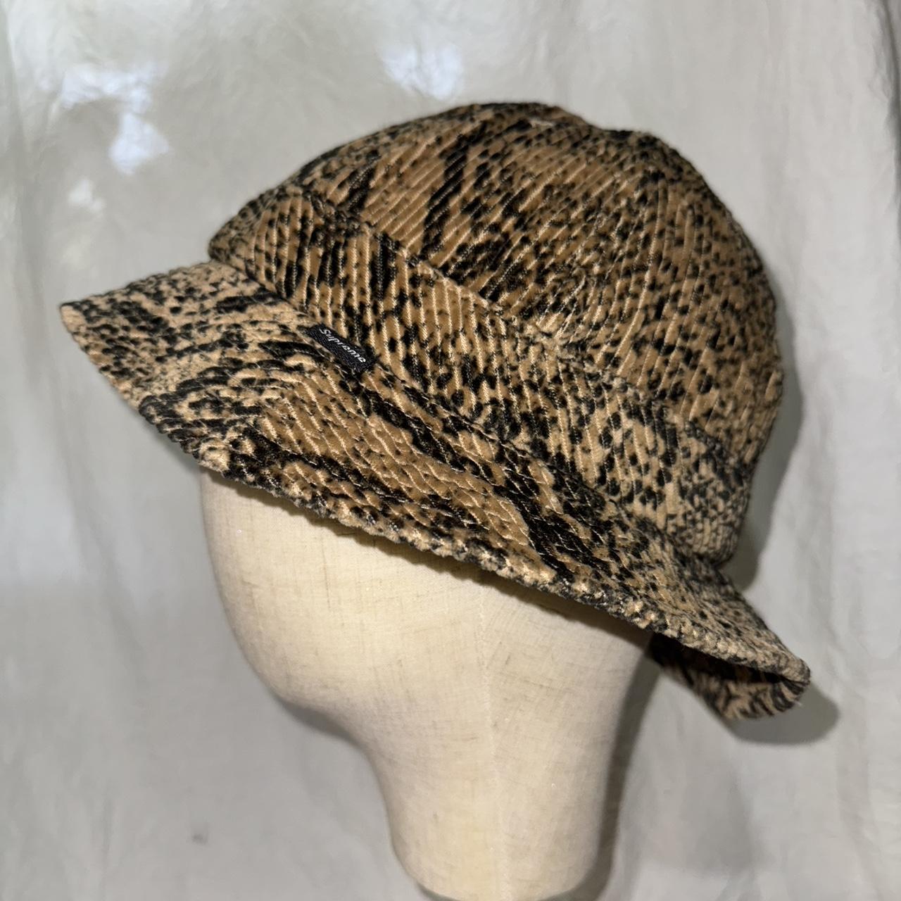 Tan and black snake print bucket hat #rave... - Depop