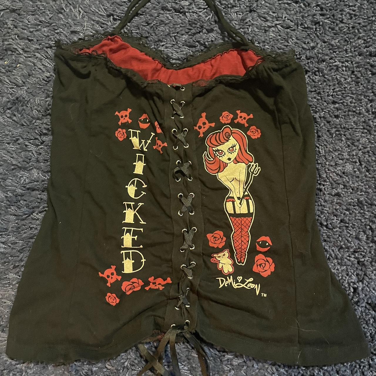 goth corset halter top ˚୨୧⋆｡˚ ⋆ ୨୧ self tie... - Depop