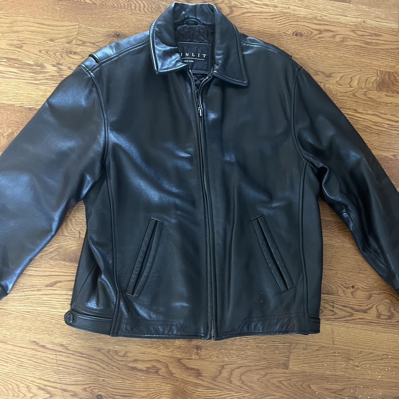 Vintage leather jacket Winlit new york Cuffed... - Depop