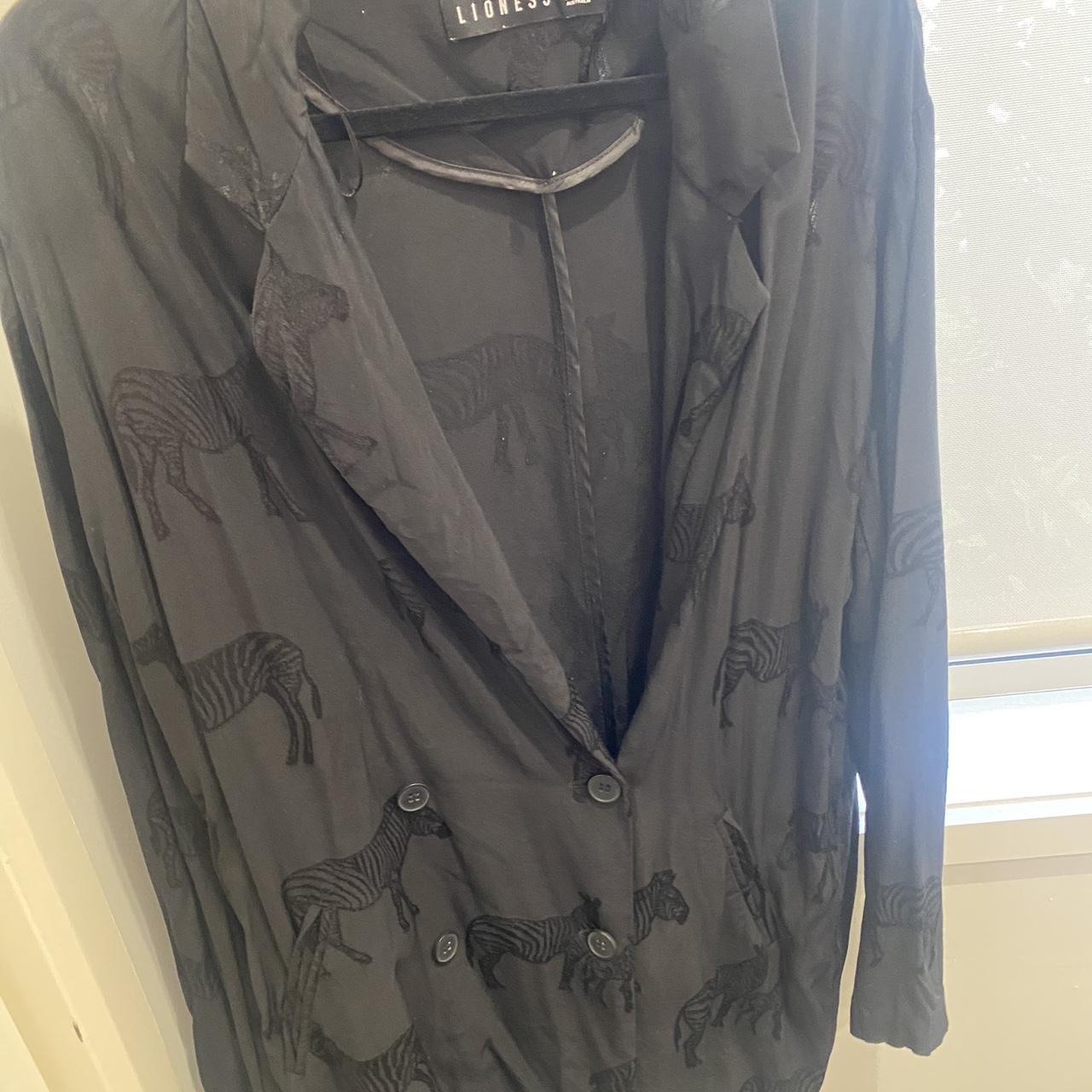 LIONESS zebra shirt / blazer #lioness #black #zebra... - Depop