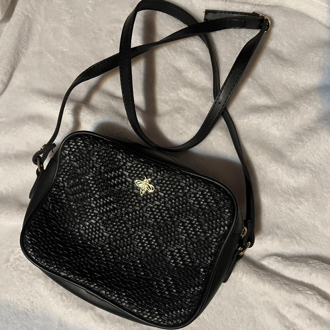 black long strapped bag, one pocket inside - Depop
