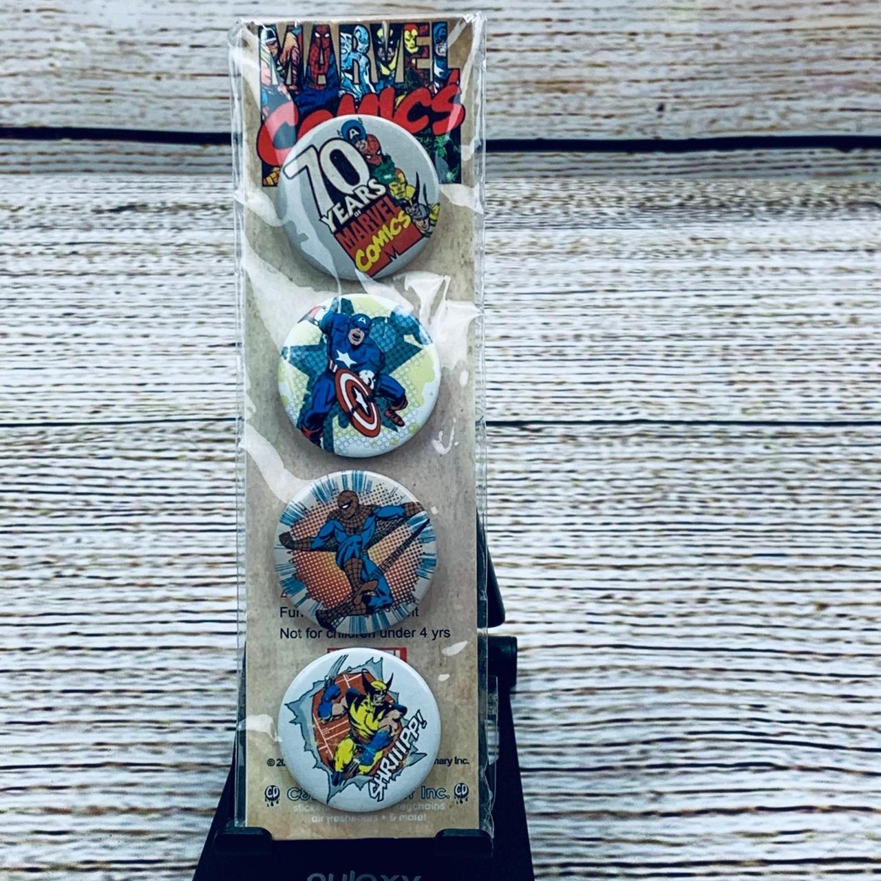 Marvel Comics 70 Years Superhero Pin Buttons Captain... | Depop