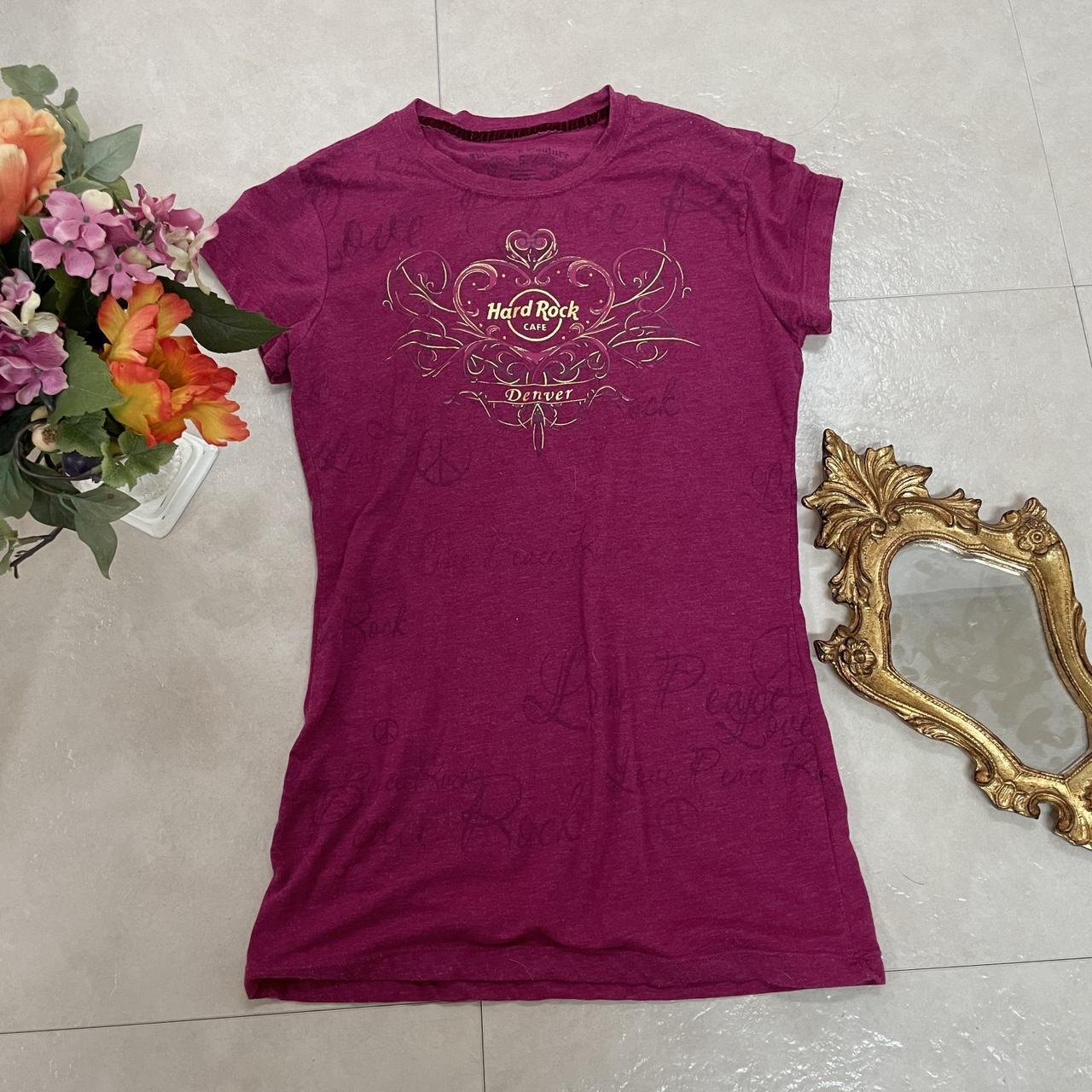 Hard Rock Cafe Couture pink y2k t-shirt - S: S -... - Depop