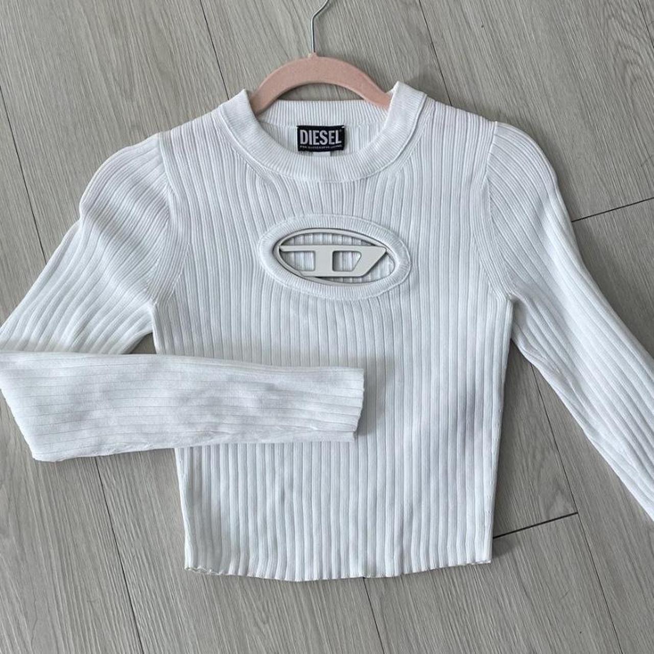 Diesel white longsleeve top shirt. Worn but good... - Depop