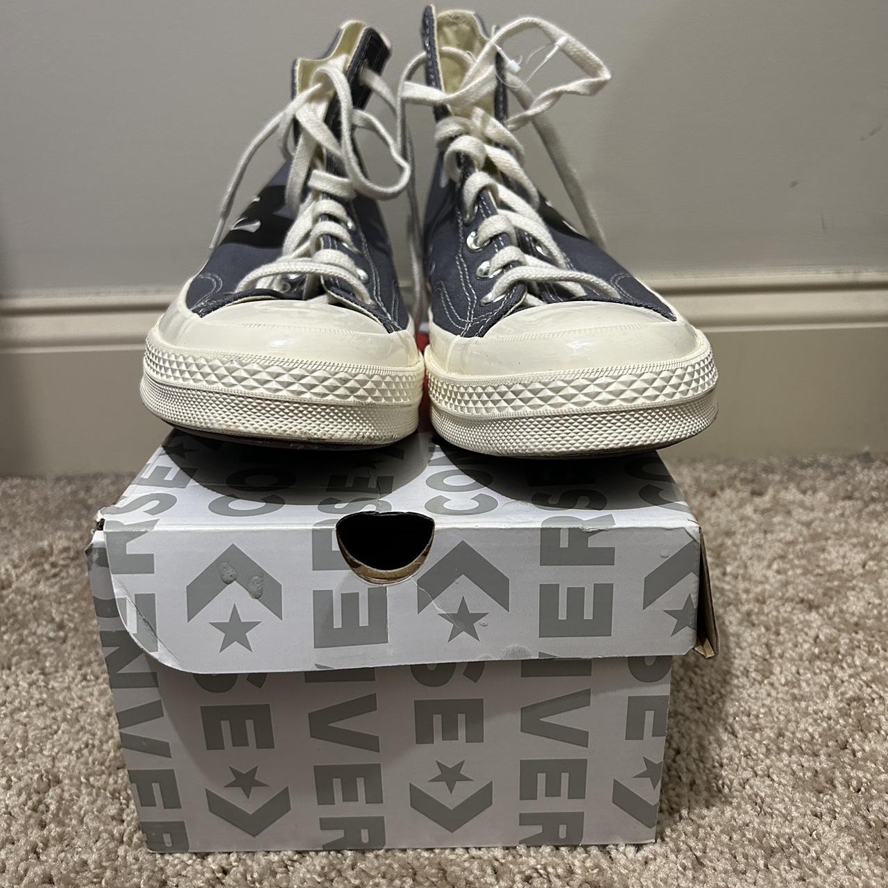 Grey/black high top Cdg converse Size 9 Comes... - Depop