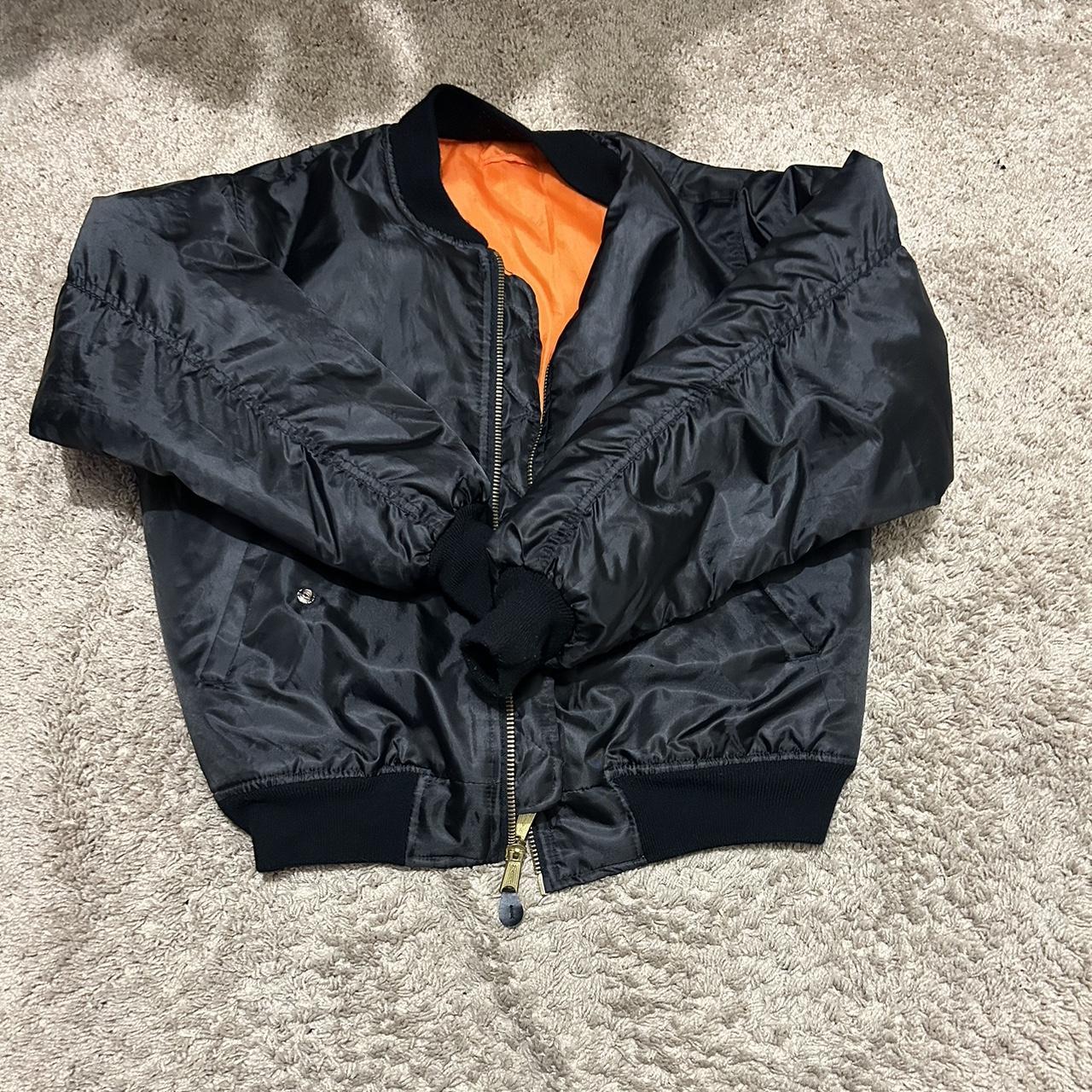 Black military bomber jacket Reversible Size large - Depop