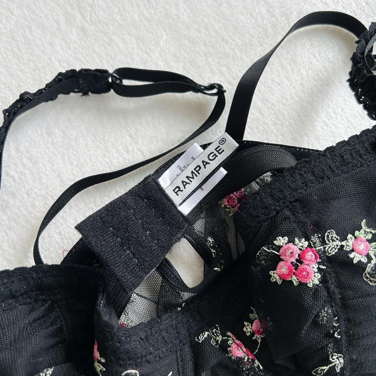 Cute little Rampage black flower pattern corset top... - Depop