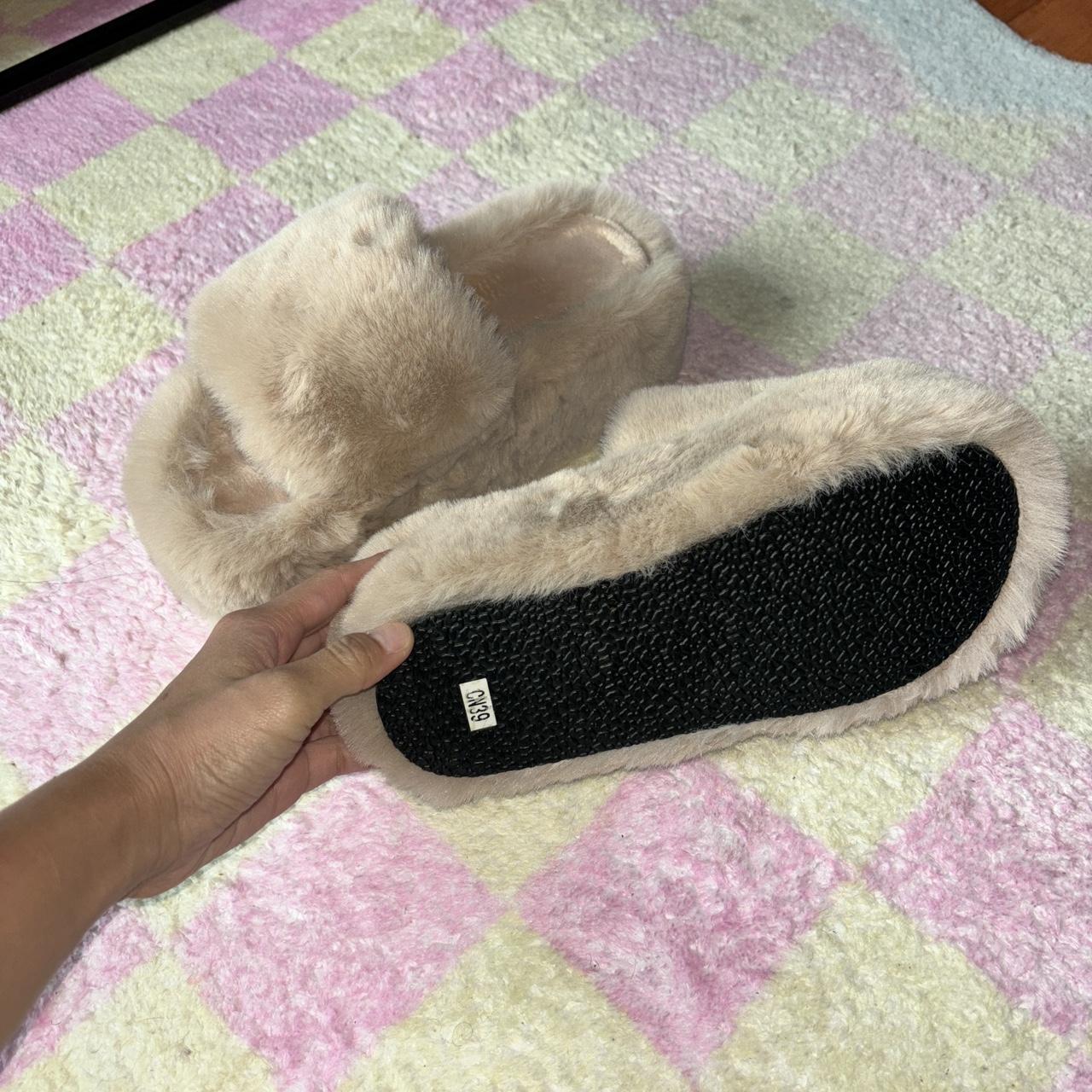 tan furry platform slides 🤎 ♡ completely fur lined/... - Depop