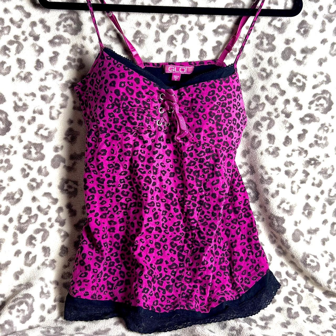 VINTAGE 2000s GLO Y2K CHEETAH PRINT CAMI LACY BADDIE... - Depop