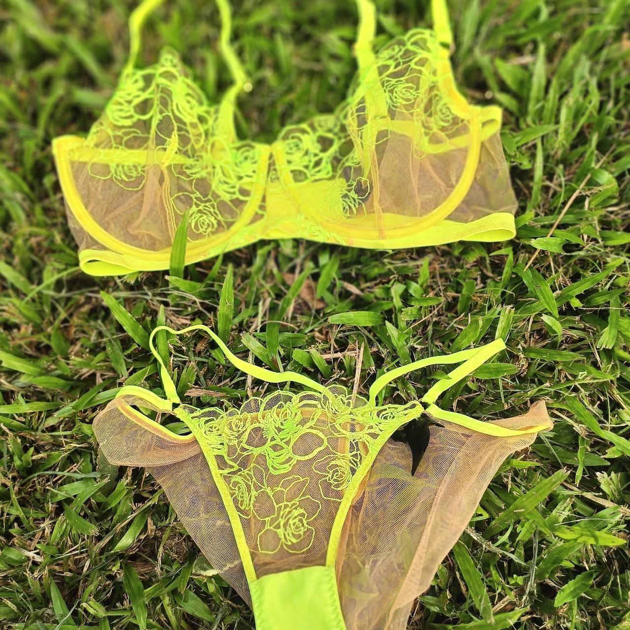 Honey Birdette Brief and Bra Lyndol Neon Brief Size... - Depop