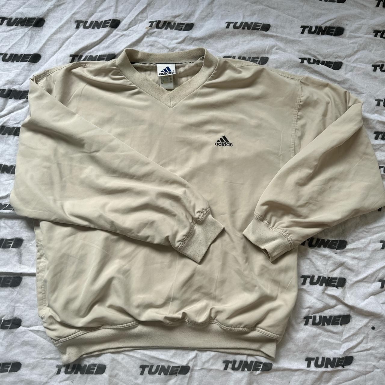 Vintage adidas crewneck sweatshirt jumper Offwhite... - Depop