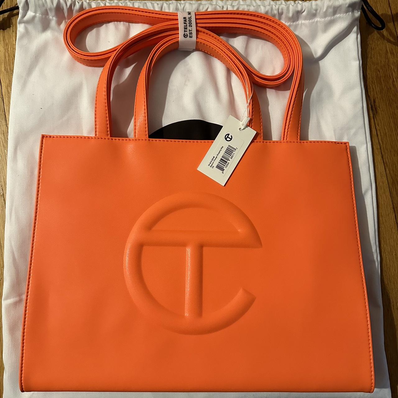 Medium orange Telfar shopping tote authentic bought... - Depop