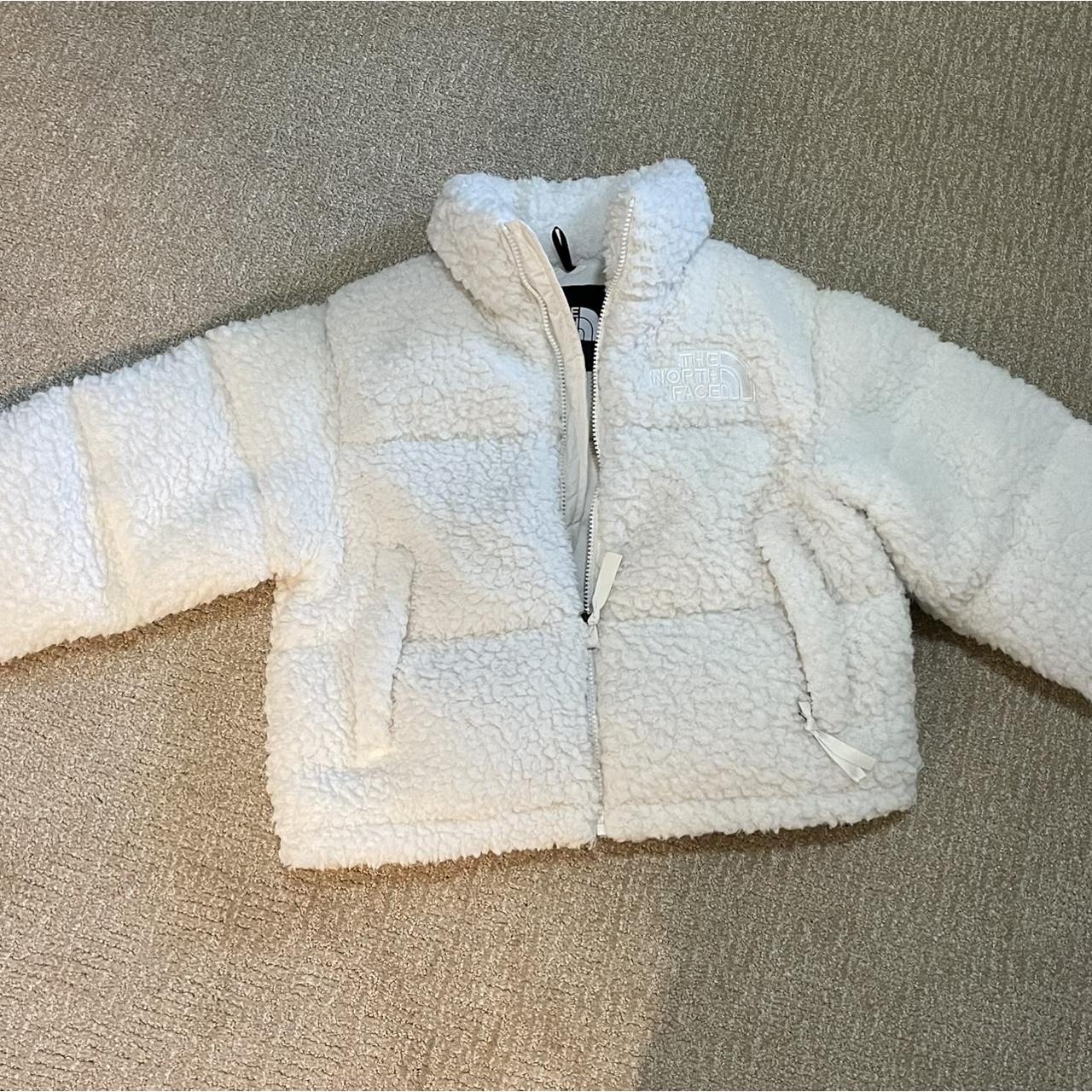 North Face Nuptse fleece puffer jacket. White. Size... - Depop