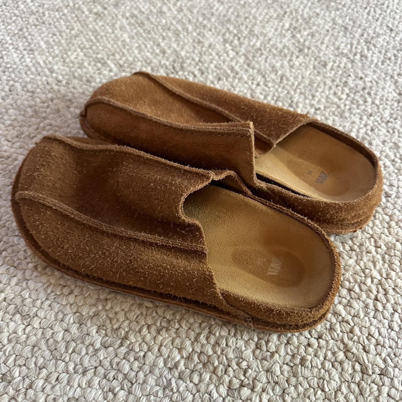 Zara flat suede clogs. Size 36. Worn once, too big... - Depop