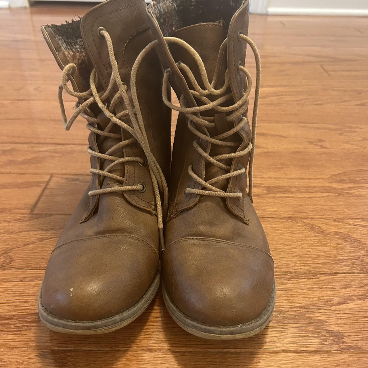 Brown Combat Boots Brand: Call It Spring Size: US... - Depop