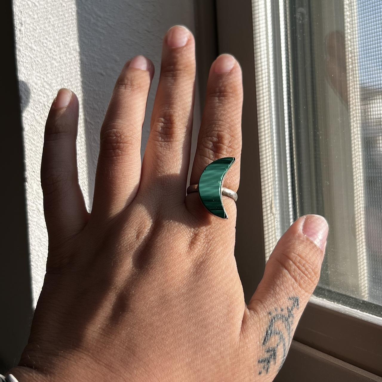 Malachite moon shaped ring! I don’t know the size... - Depop