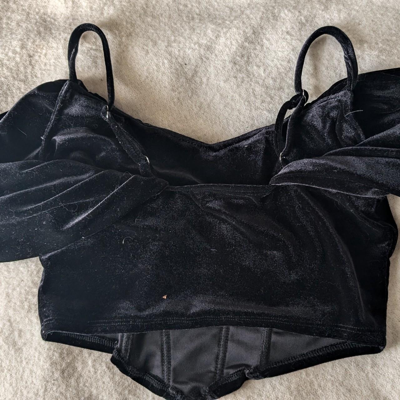 gorgeous black velvet corset crop top bought new... | Depop