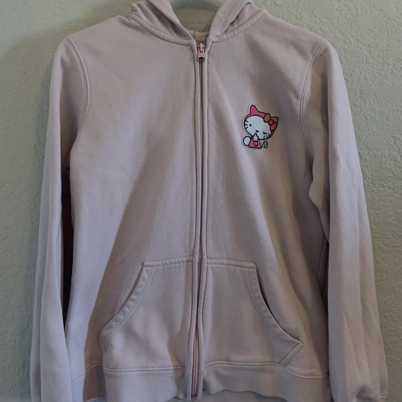 Pink HELLO KITTY zip up hoodies -Size Medium... - Depop