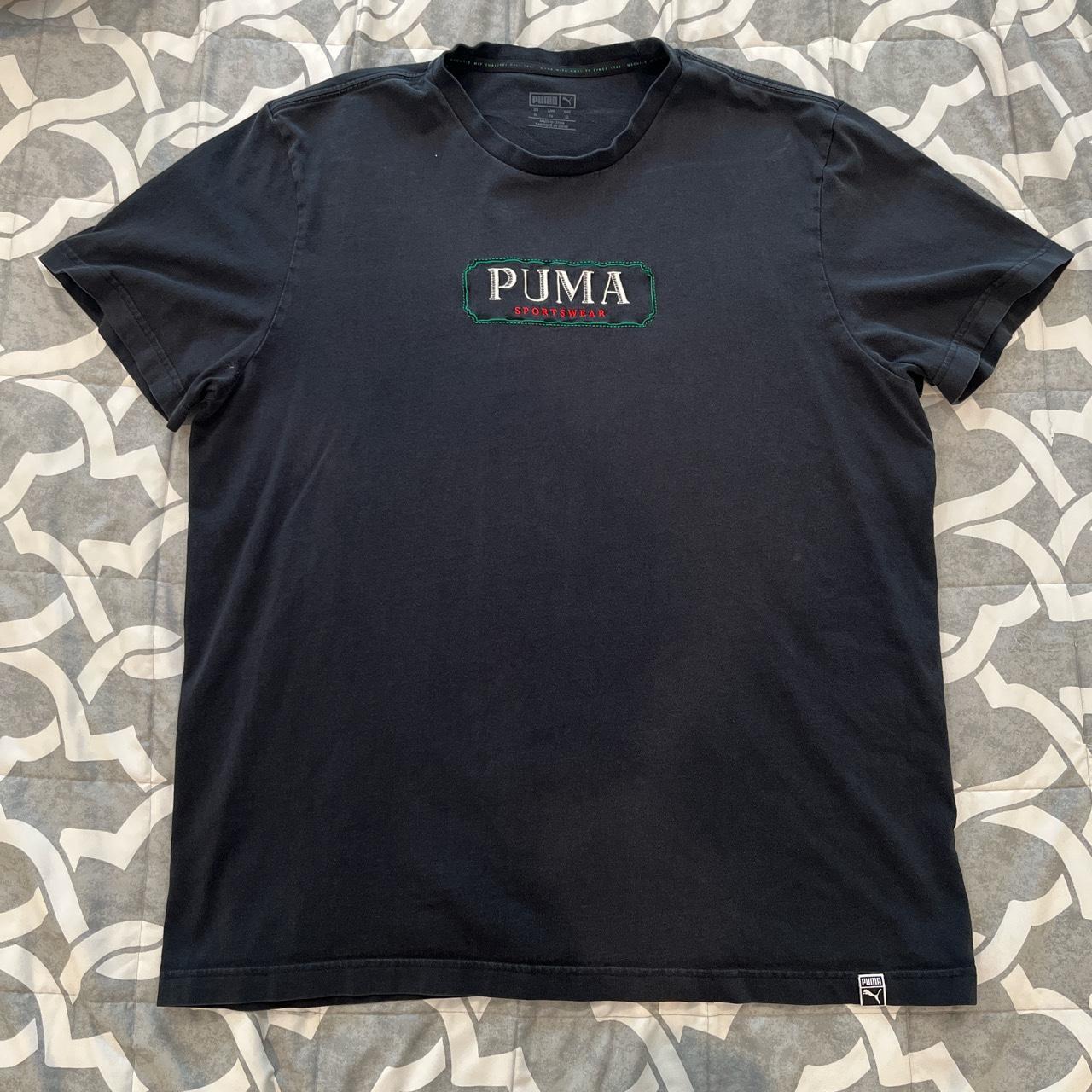 Vintage Black Puma Shirt Size X-large Embroidered... - Depop