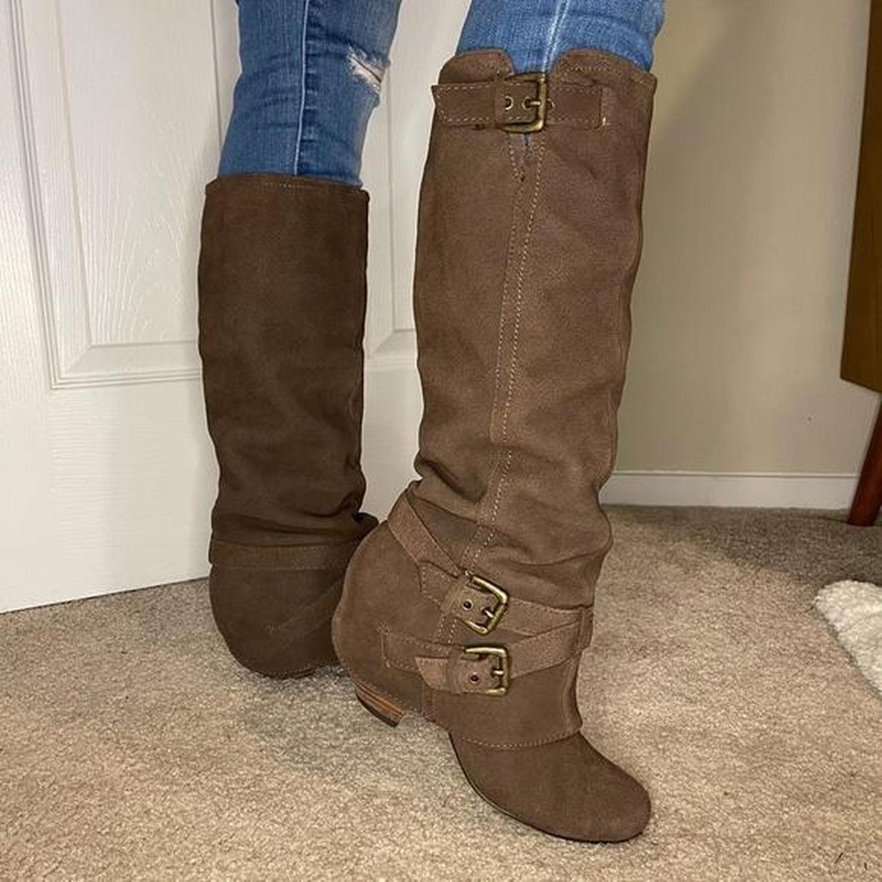 TWO PAIRS naughty monkey “risk it” slouchy suede... - Depop